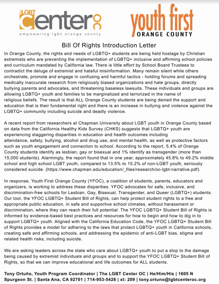 Student and School Support - LGBTQ Center OC